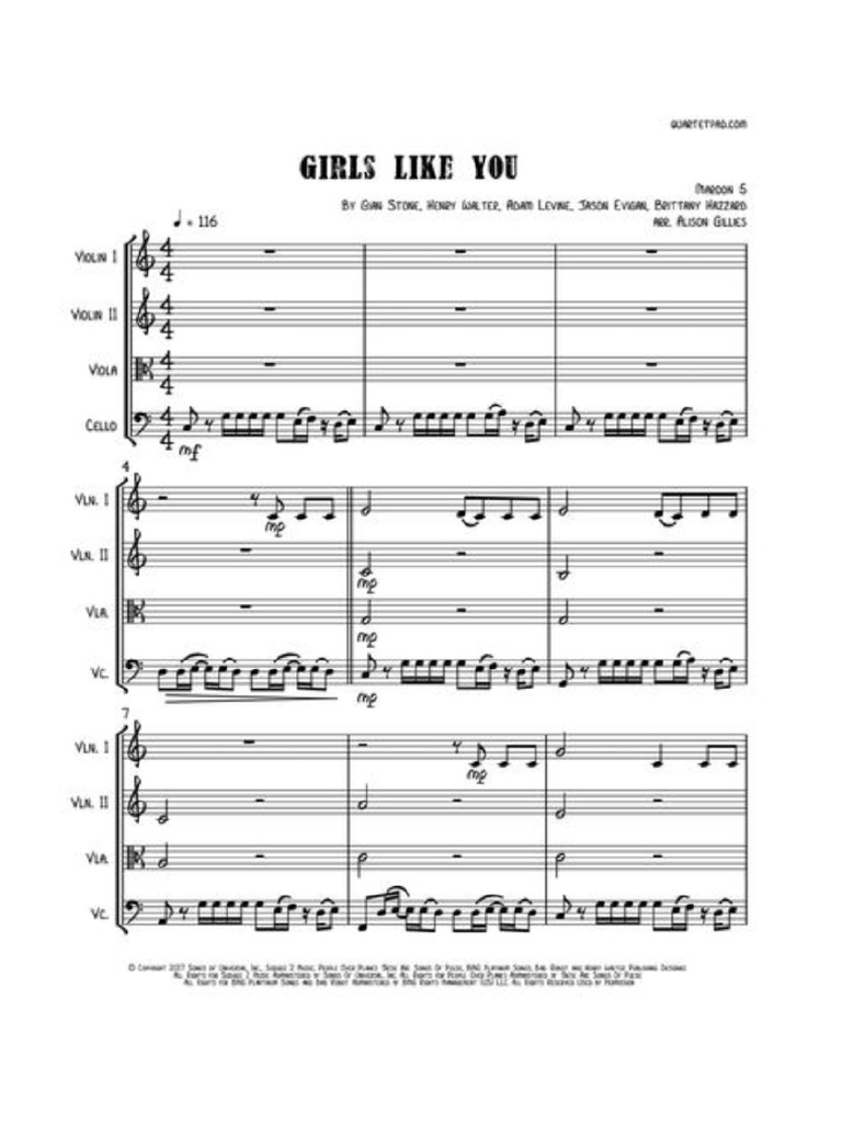 Girl Like You - String Quartet | PDF