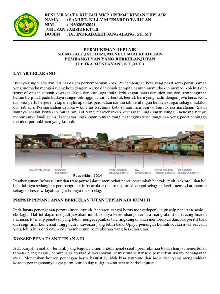Tugas Resume 3 MKP 3 Permukiman Tepi Air, Samuel Billy Meinardo Tarigan ...