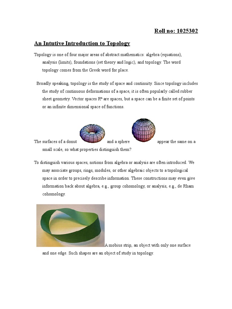 Intuitive Introduction to Topology | PDF | Topology | Teaching Mathematics
