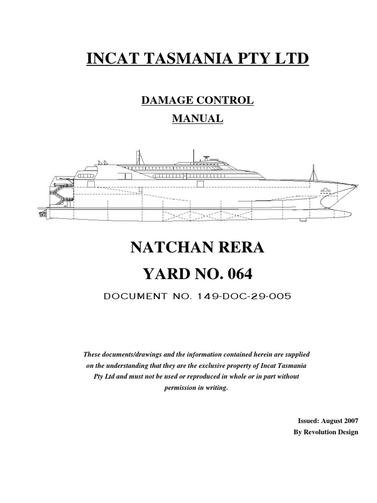 Incat Tasmania Damage Control Manual | PDF | Ships | Shipping