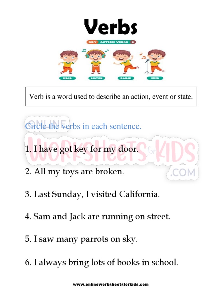 Verbs Worksheets For Grade 1-4 | PDF | Language Arts & Discipline