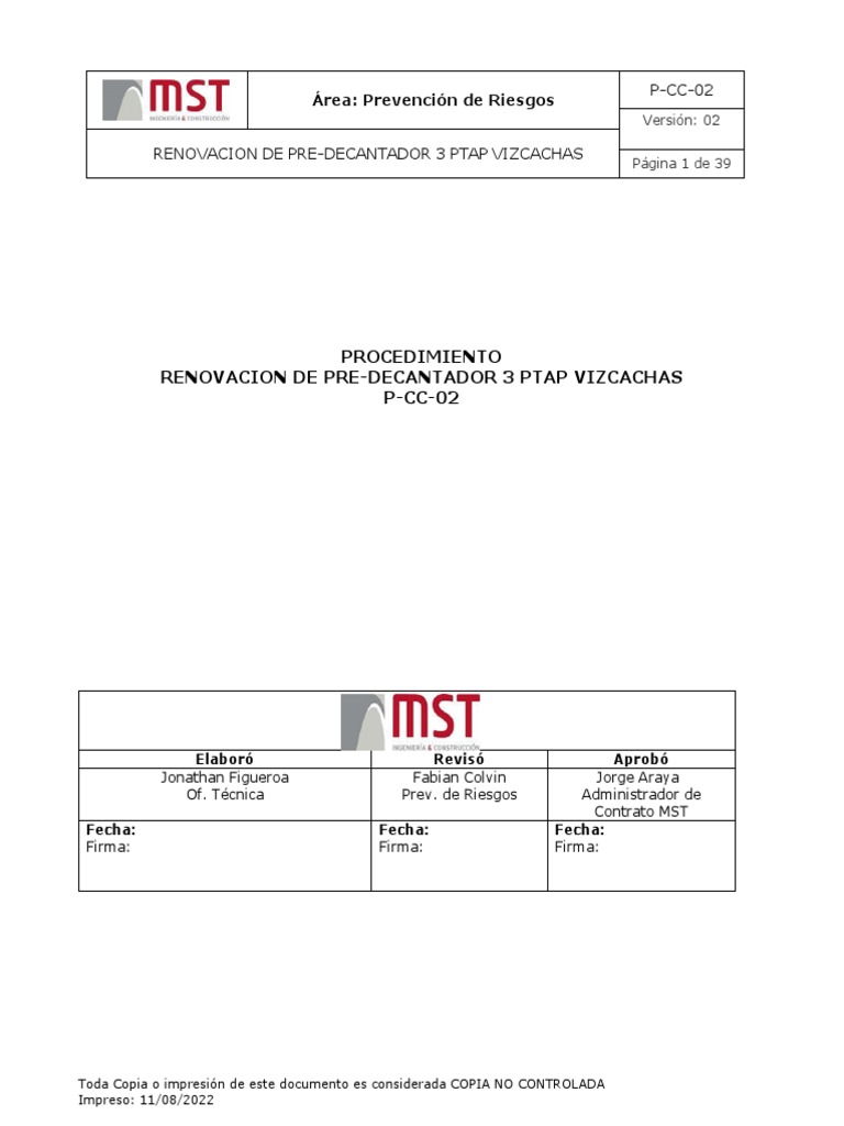 P-CC-02 Renovacion Pre Decantador #3 Rev. 2 OK | PDF