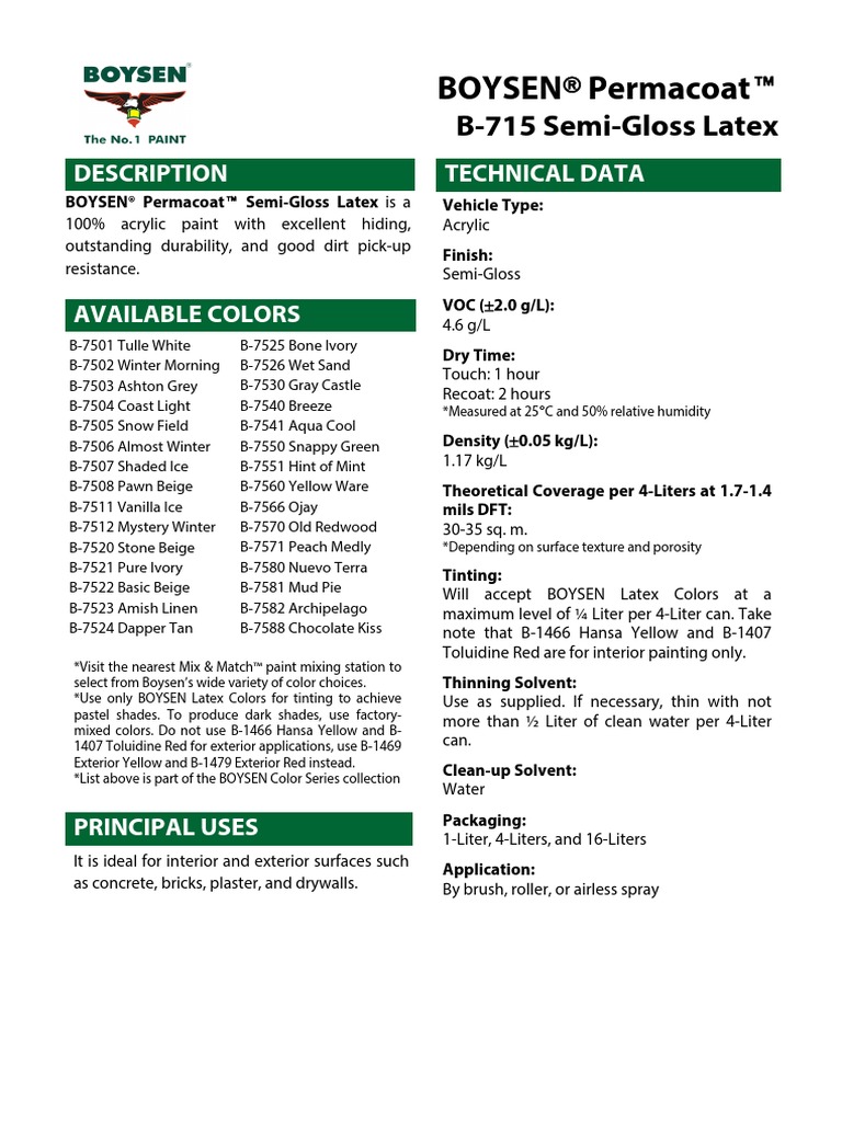 Permacoat SG TDS 1019 | PDF | Paint | Materials