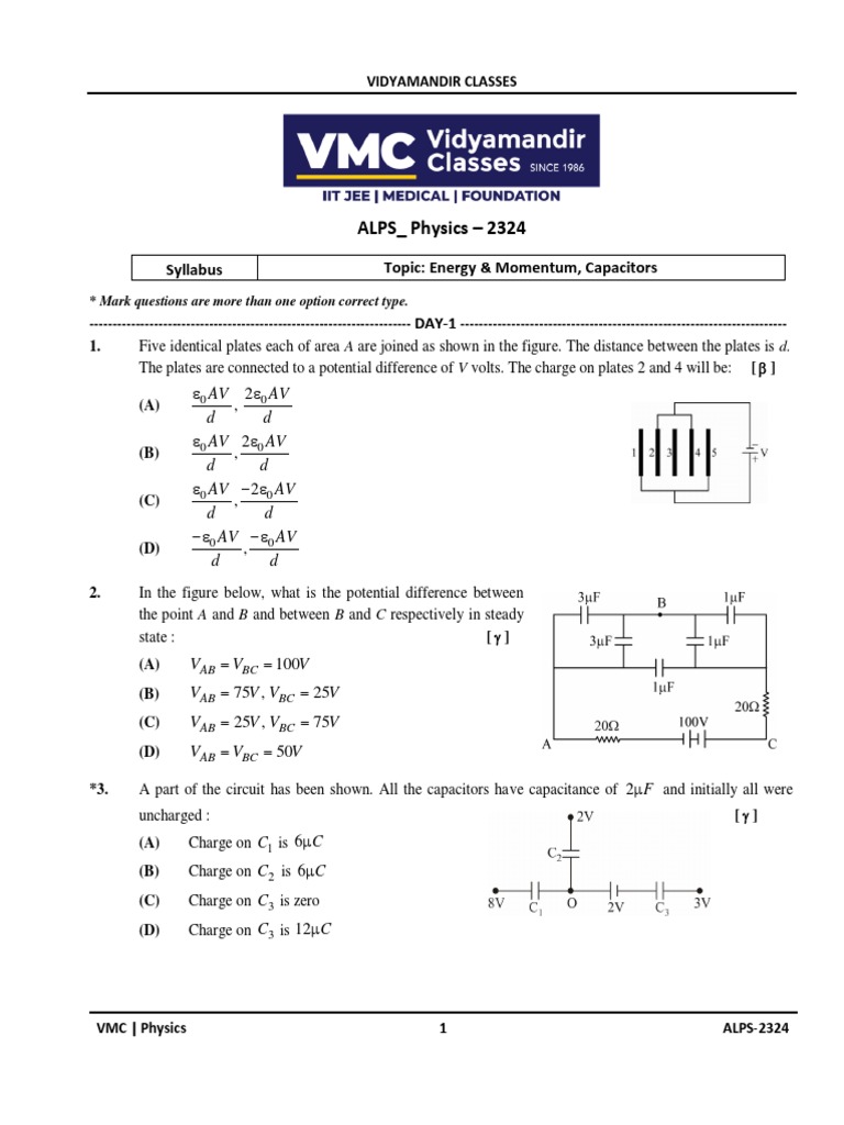 ALPS 2324 Physics Assignment Paper PDF | PDF | Capacitor | Force ALPS 2324 Physics Assignment Paper PDF | PDF | Capacitor | Force