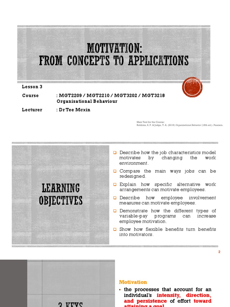 OB L3 Motivation From Concepts To Applications PDF | PDF | Motivational ...