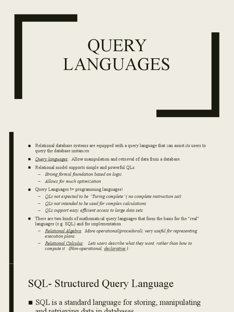Relational Query Languages | PDF | Relational Database | Databases Relational Query Languages | PDF | Relational Database | Databases