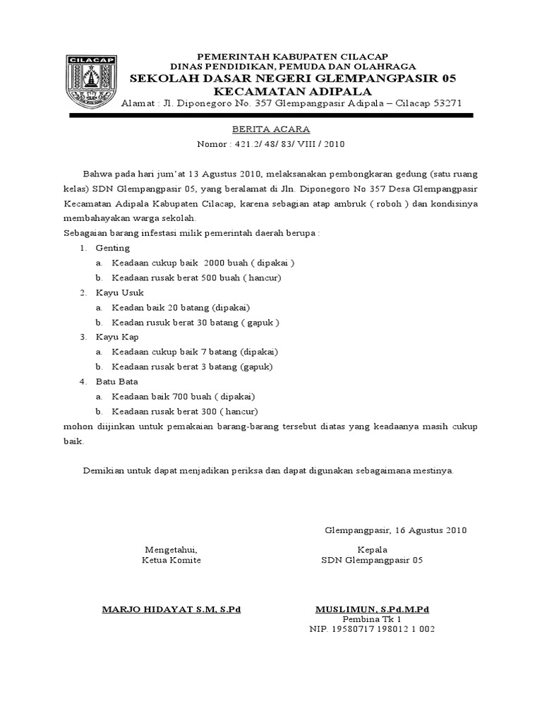 Berita Acara Pembongkaran 2 | PDF
