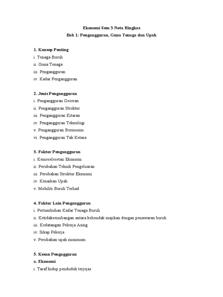 Ekonomi Sem 3 Nota Ringkas Bab 1 | PDF