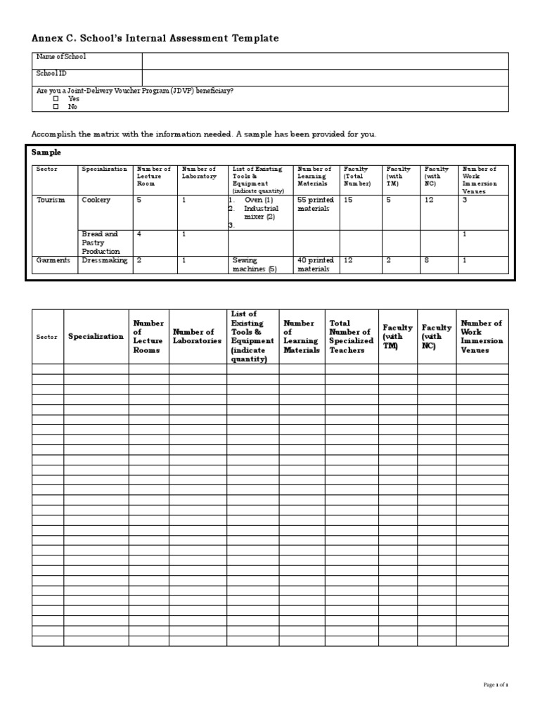 Internal Assessment Template for Schools | PDF