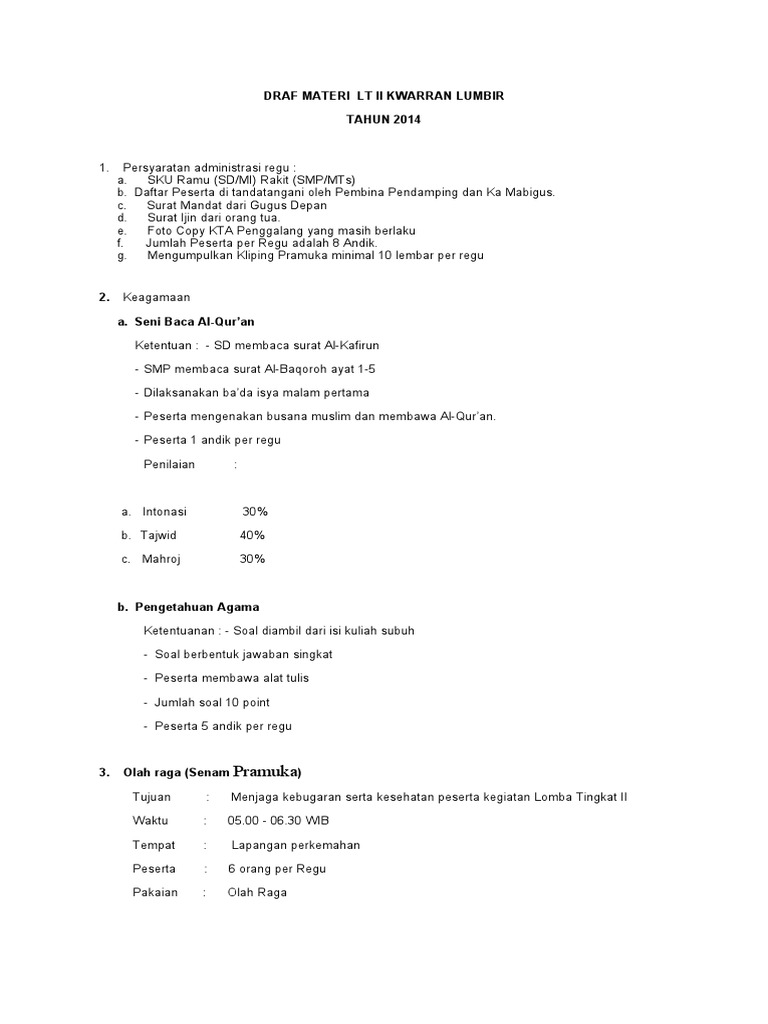 Materi Kegiatan Pramuka LT II 2014 | PDF