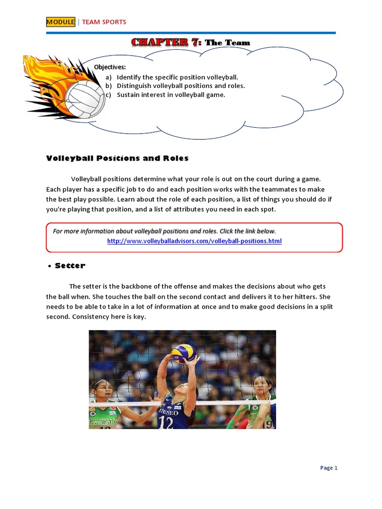 Team Sports: Volleyball Positions and Roles | PDF | Volleyball | Games ...