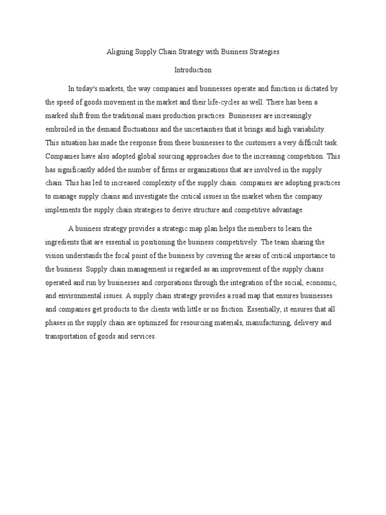 Aligning Supply Chain with Business Strategy | PDF | Supply Chain ...