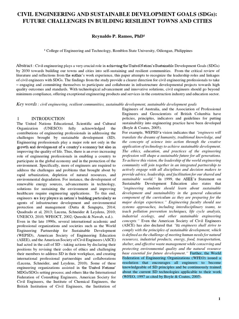 Civil Engineering Sustainability and The Future of The Profession ...