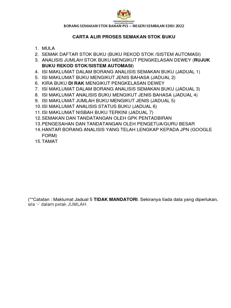 BORANG SEMAKAN STOK N9 2022 | PDF