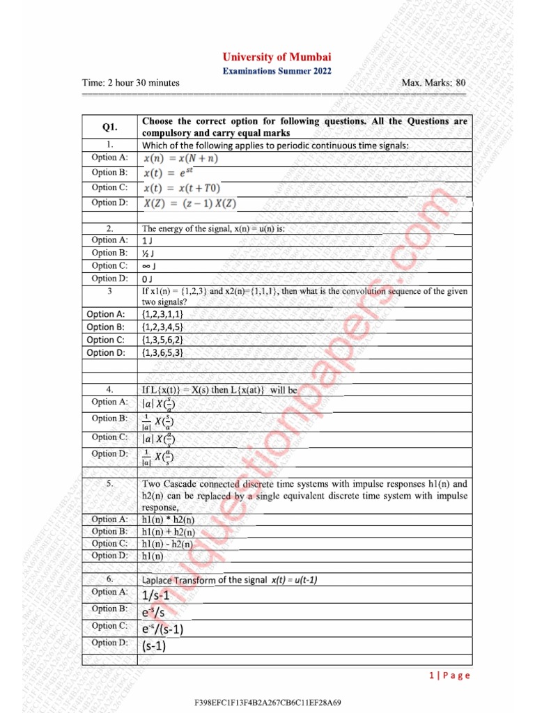 Be - Electronics Engineering - Semester 4 - 2022 - May - Signals and Systems Rev 2019 C Scheme ...