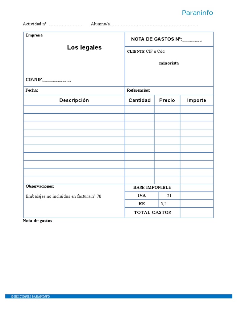 Nota de Gastos Del Ejercicio de Mercedes | PDF