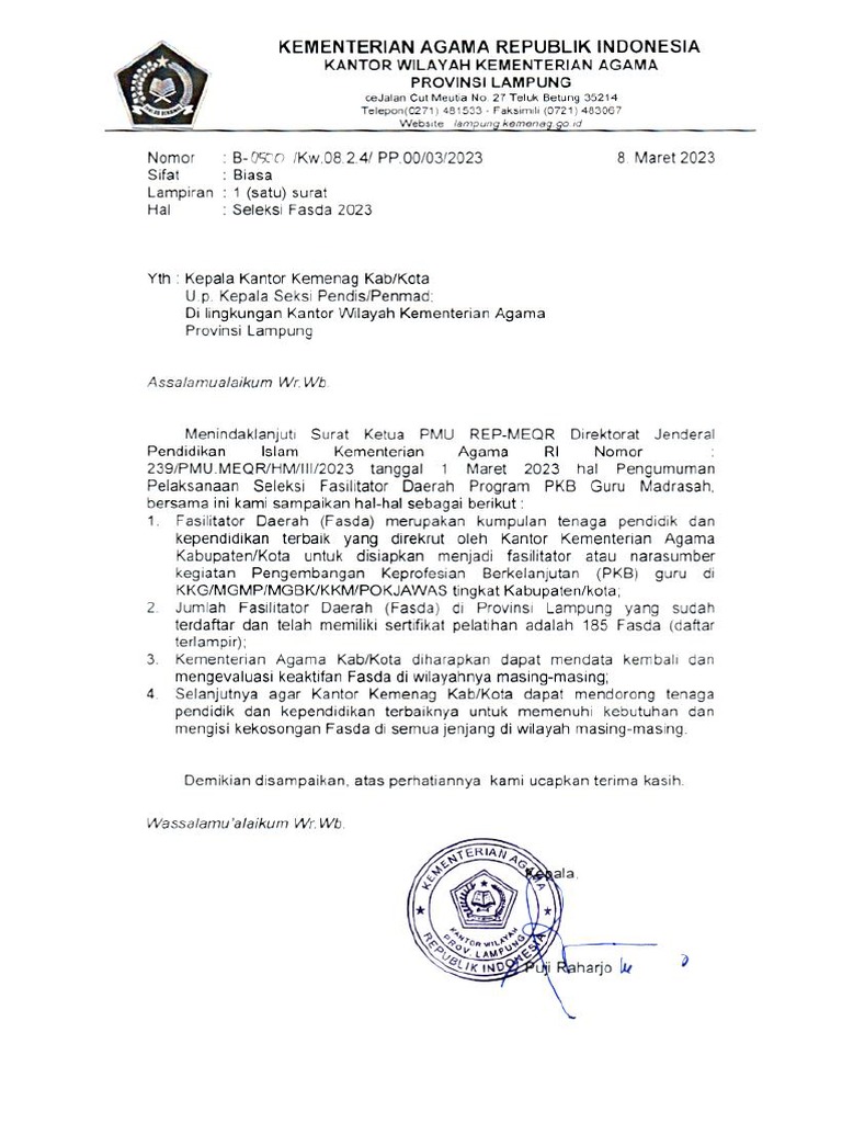 8. Seleksi Fasda 2023 | PDF