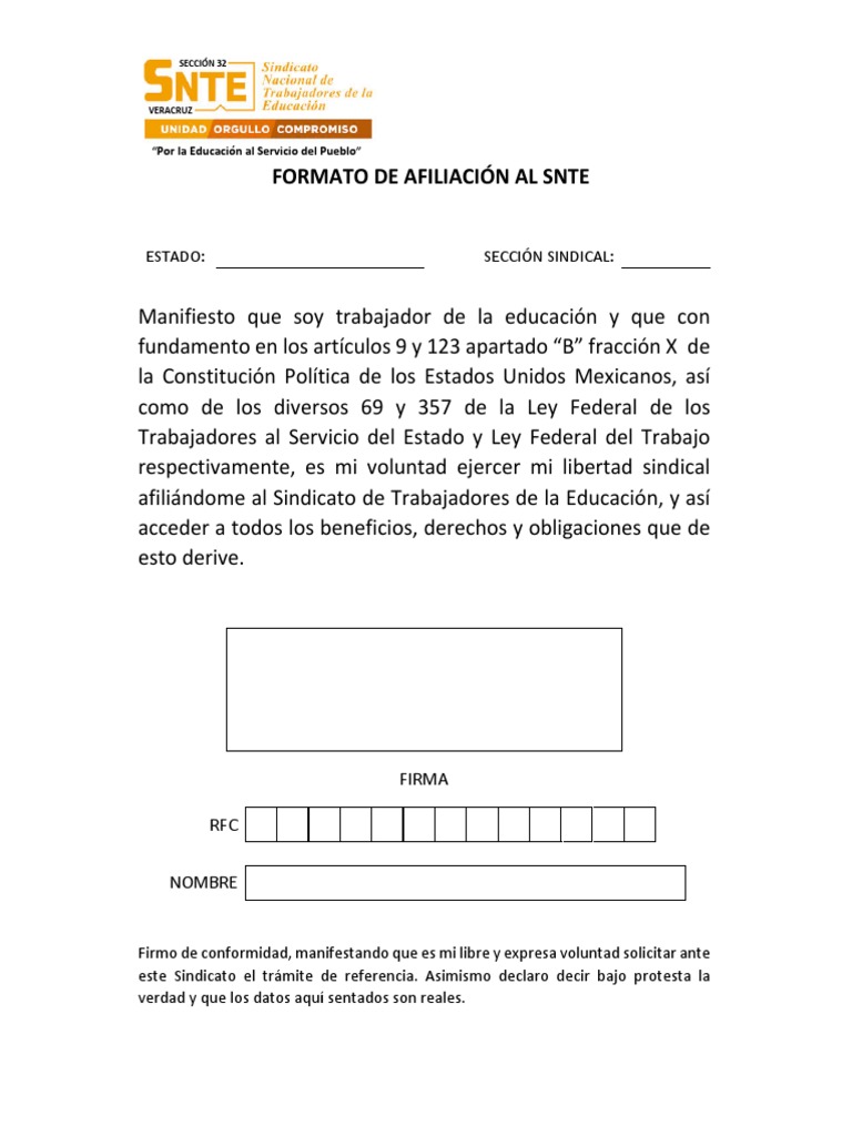 Afiliación Al Snte | PDF | Derecho