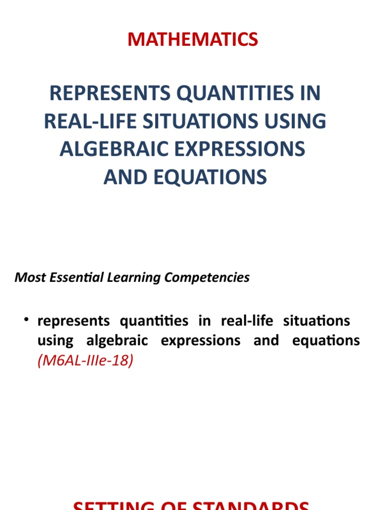 Real-Life Algebraic Expressions Guide | PDF | Equations | Numbers
