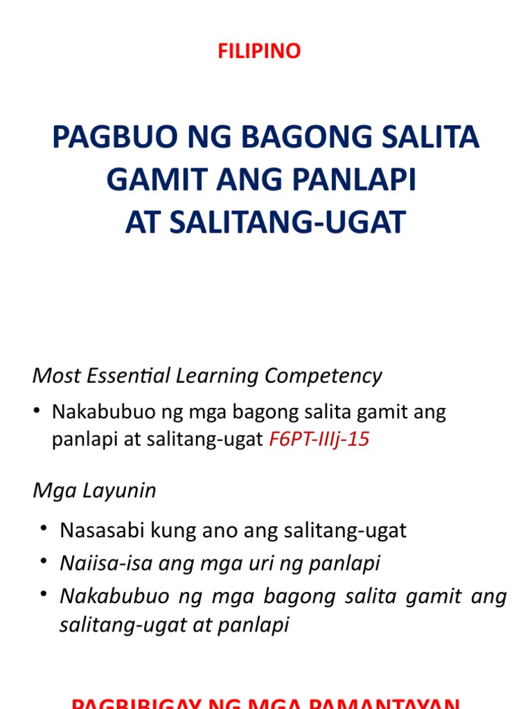 Filipino - Week4 - Pagbuo NG Bagong Salita Gamit Ang Panlapi | PDF