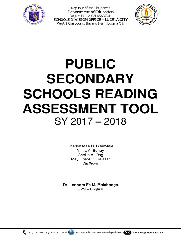 Public Secondary School Reading Assessment Tool PDF | PDF | Adaptation | Trees