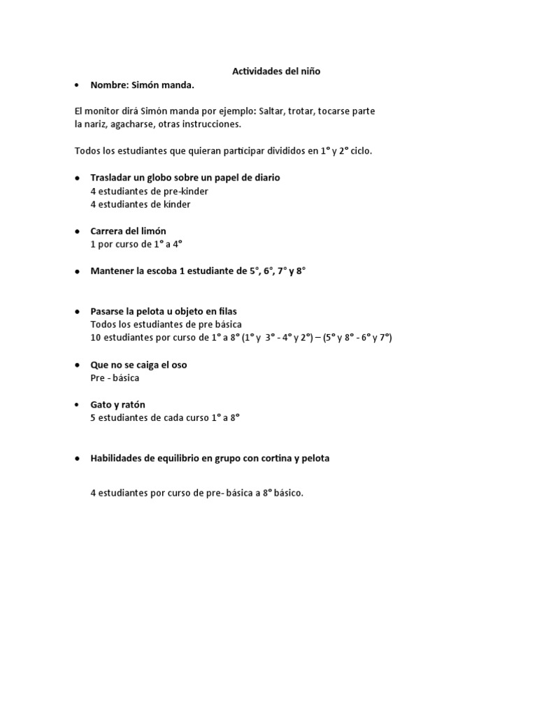 Actividades Día Del Niño | PDF