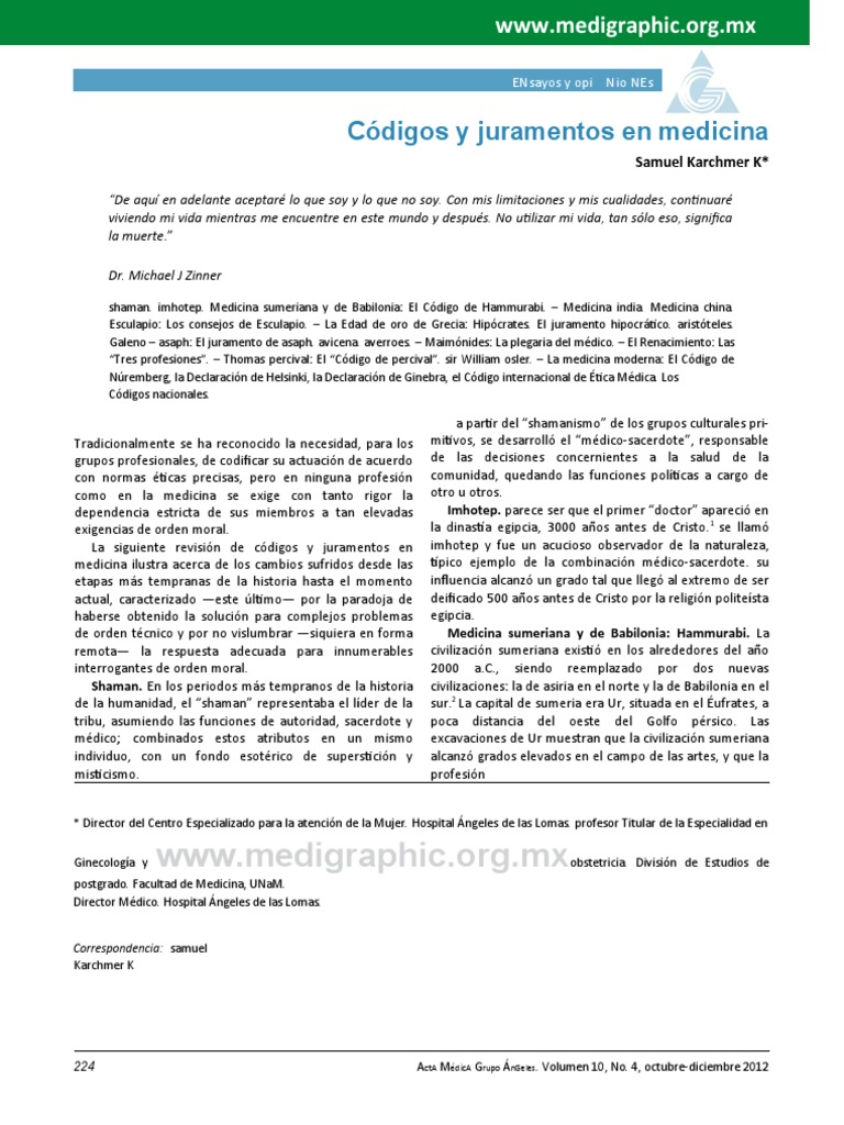 Codigos y Juramentos de Medicina, Samuel Karchmen | PDF | Maimónides ...