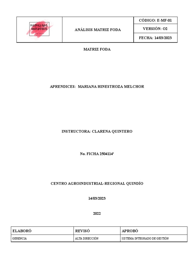 Análisis Matriz Foda Pdf Análisis Foda Impuestos