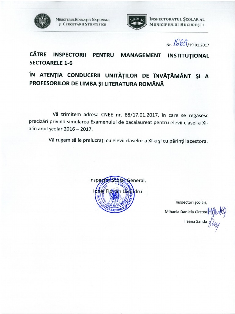 Precizari Simulare Clasa 11 PDF | PDF