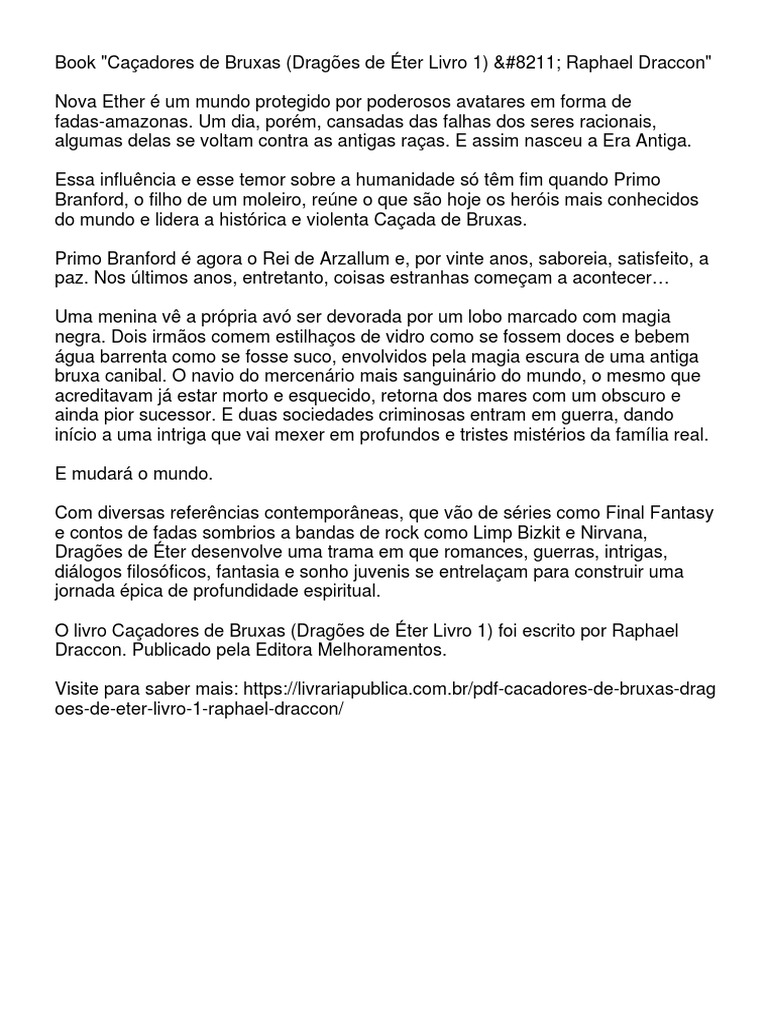 Caçadores de Bruxas (Dragões de Éter Livro 1) – Raphael Draccon | PDF