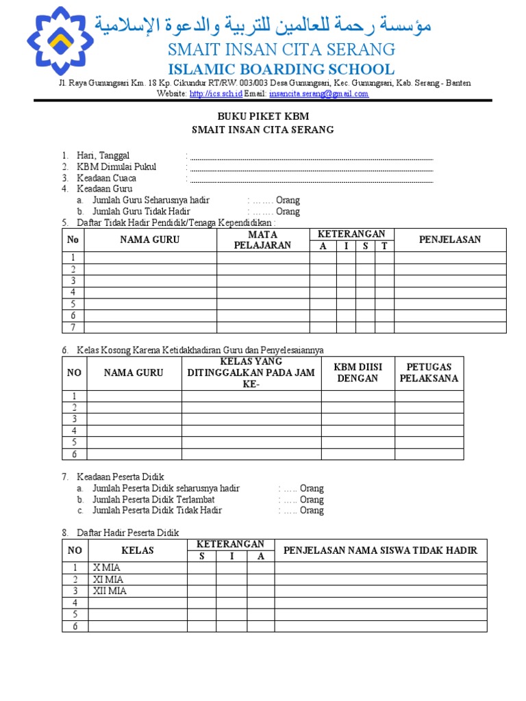 Buku Piket KBM | PDF