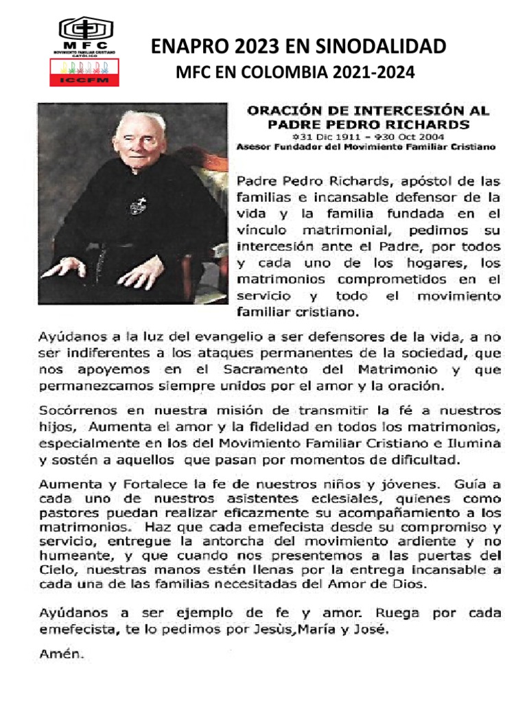 A8-Oracion Al Padre Pedro Richards | PDF