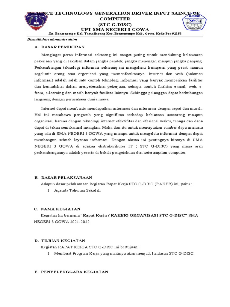 Proposal Raker STC G-DISC | PDF