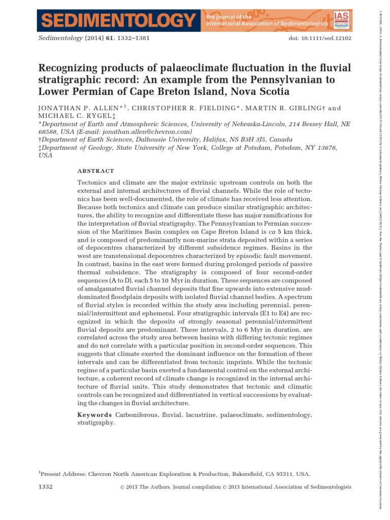 Sedimentology - 2014 - Allen - Recognizing Products of Palaeoclimate ...