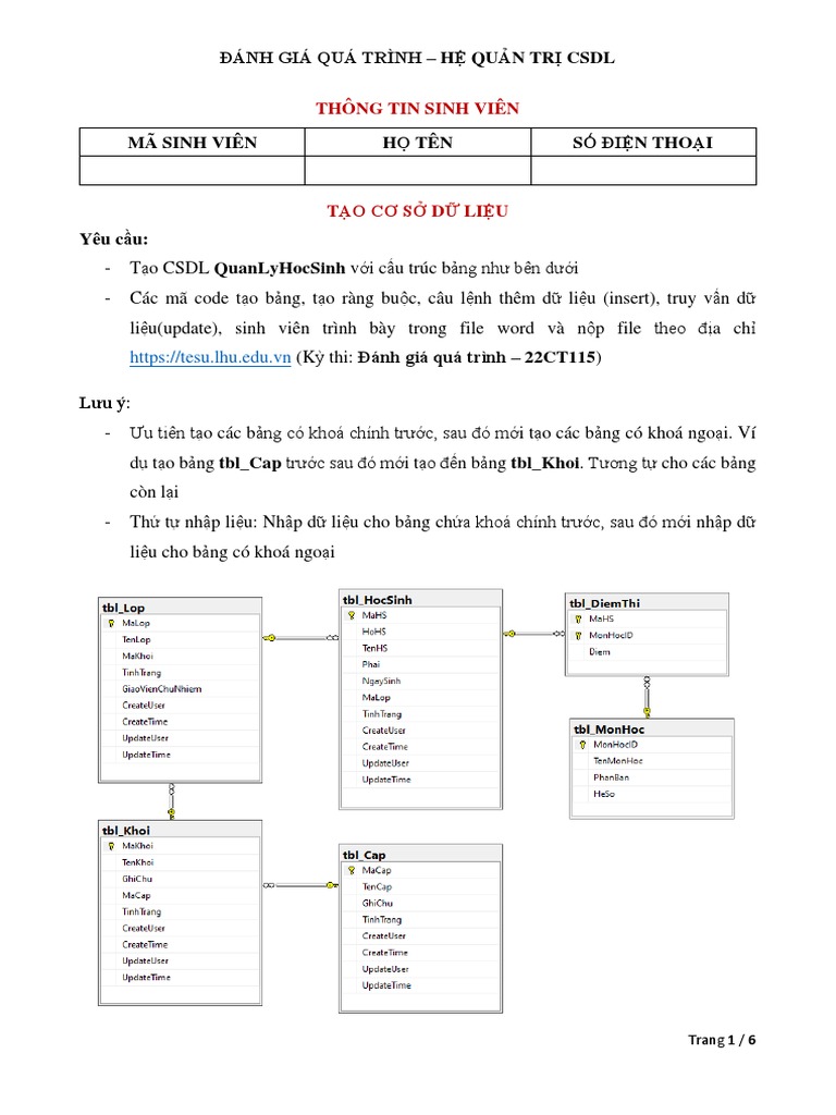 SQL Tao CSDL Nhap Lieu Truy Van PDF | PDF
