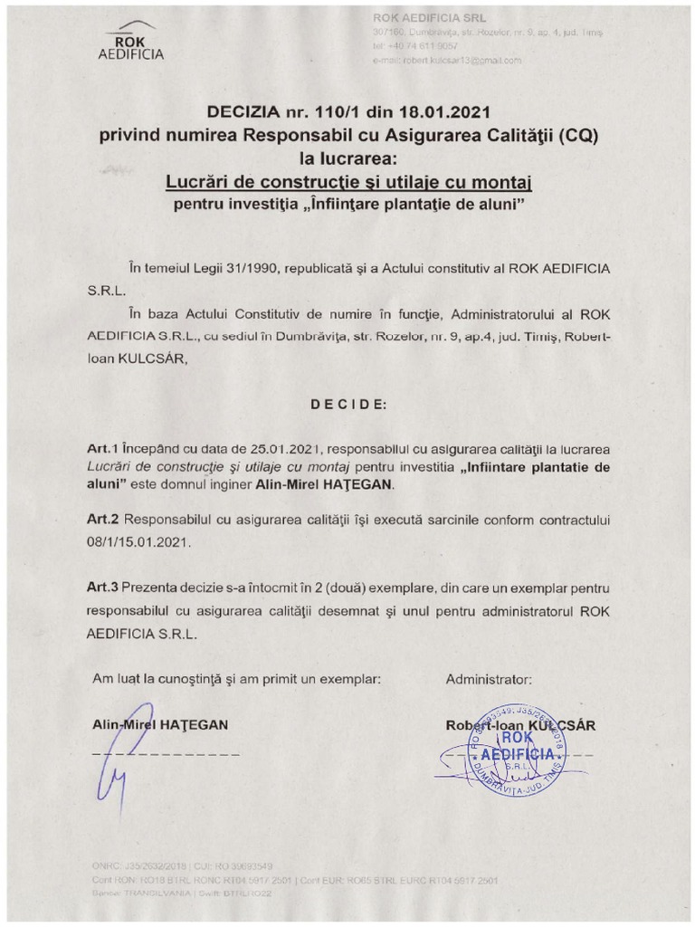 Decizie Numire CQ | PDF