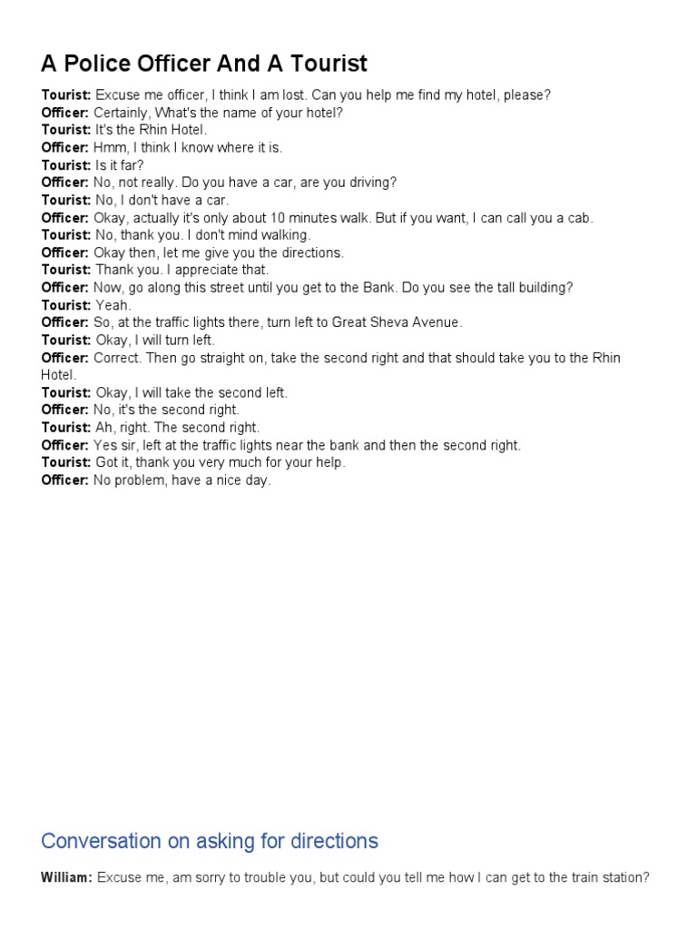 A Helpful Conversation: Asking for and Providing Clear Directions | PDF