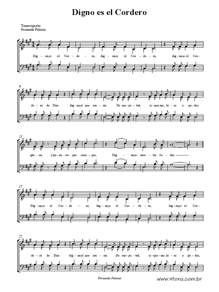 Cuarteto-Digno Es El Cordero | PDF