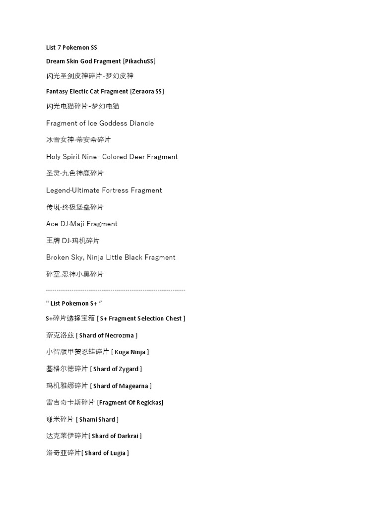 List Tool Pokemon & Skin PDF | PDF