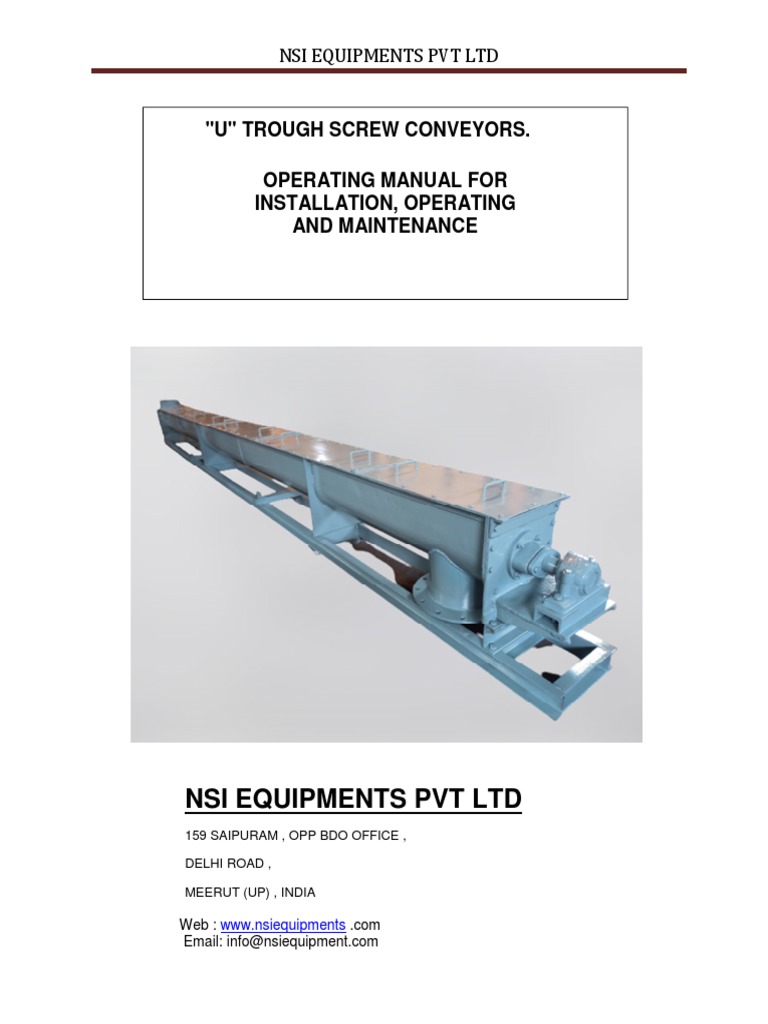 CN8475 - O&M Manual-Screw Cony | PDF | Bearing (Mechanical) | Screw