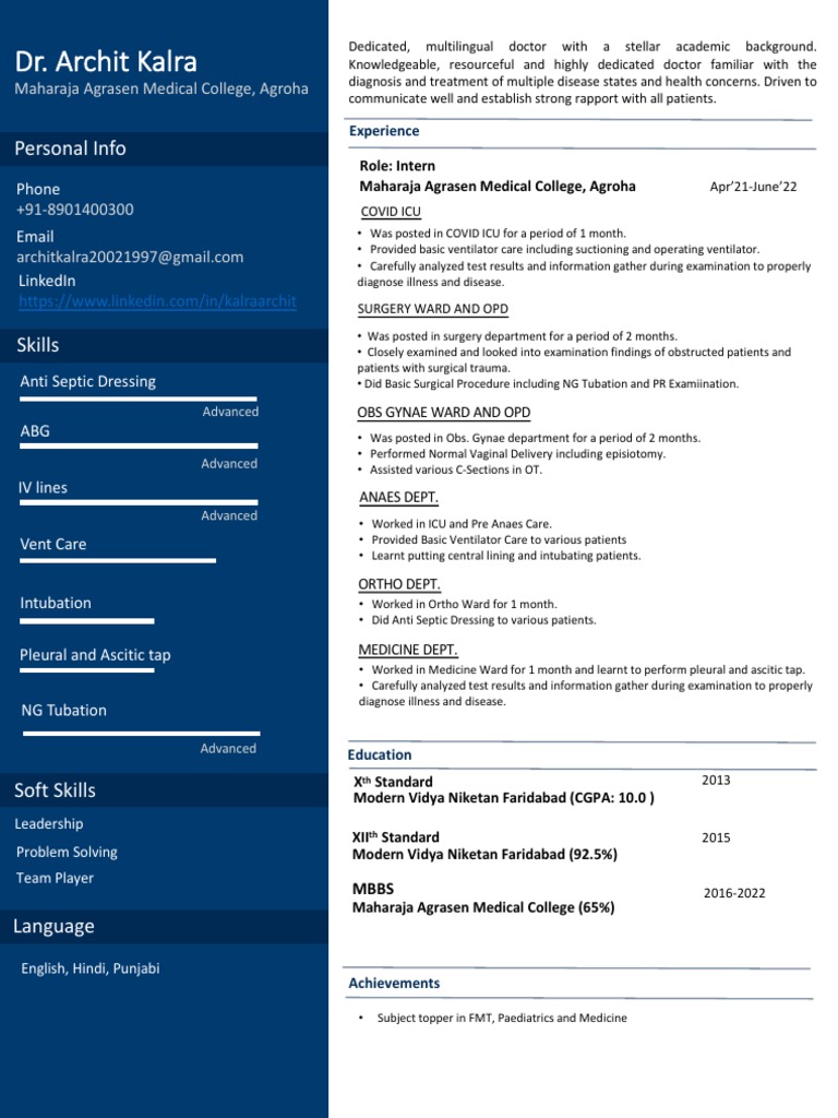 Archit Resume | PDF | Medicine | Medical Diagnosis