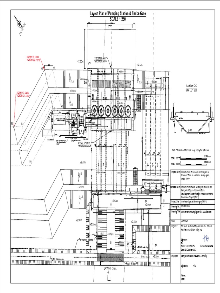 Layout and Sections of Pumping Station and Sluice Gate | PDF | Building ...