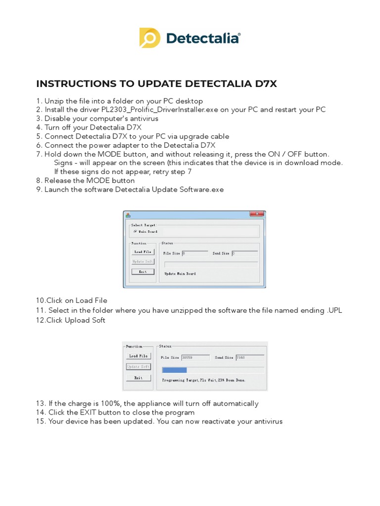 Detectalia D7X Update Instructions | PDF