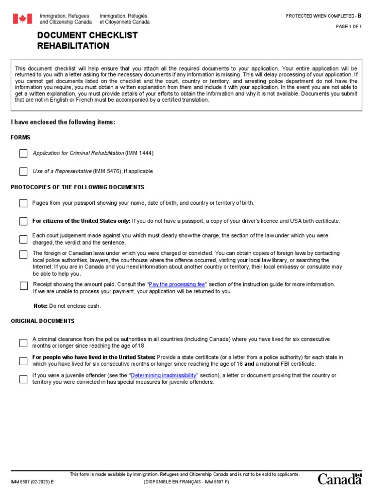 IMM 1444 Application Document Checklist | PDF | Police | Justice