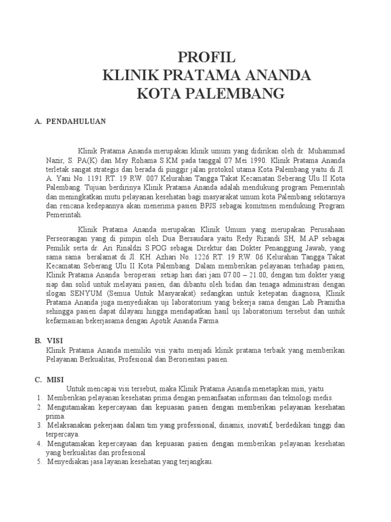 Profil Ananda | PDF | Kesehatan Holistik