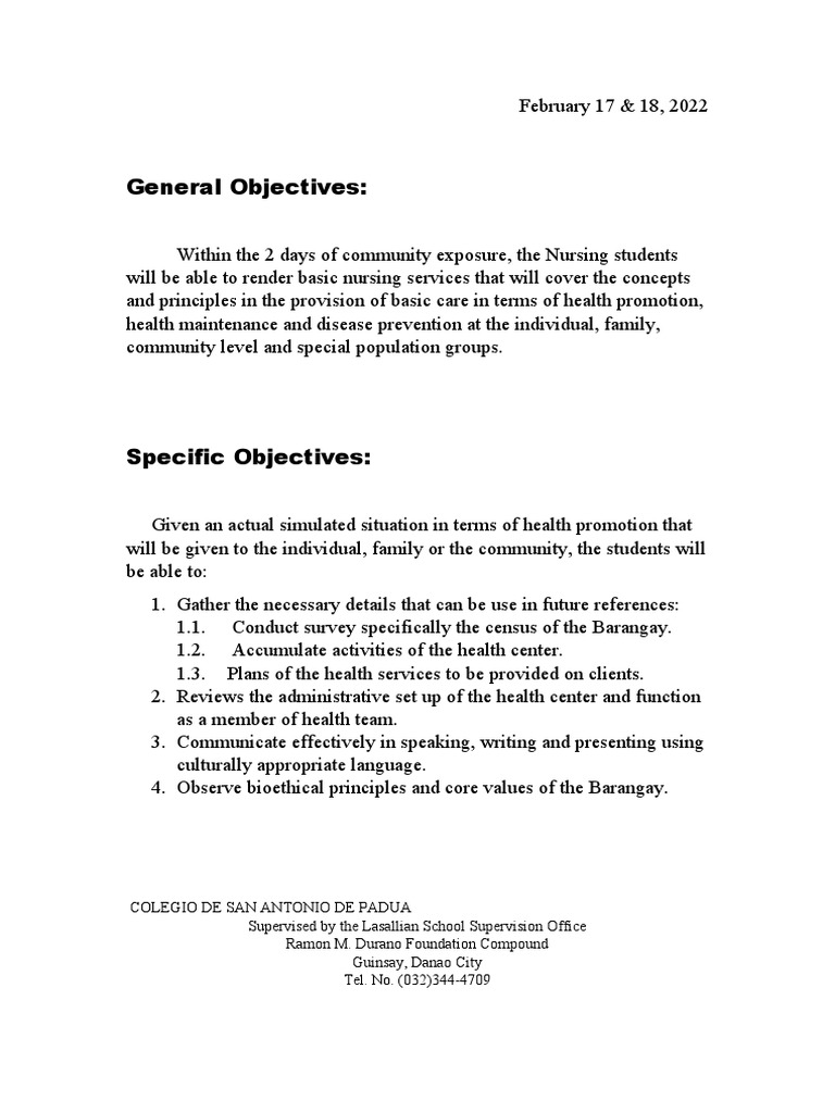 General Objectives | PDF | Nursing | Social Programs