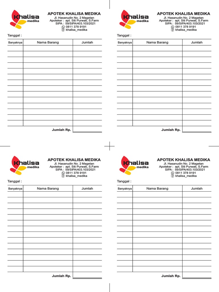 Apotek Khalisa Nota PDF | PDF