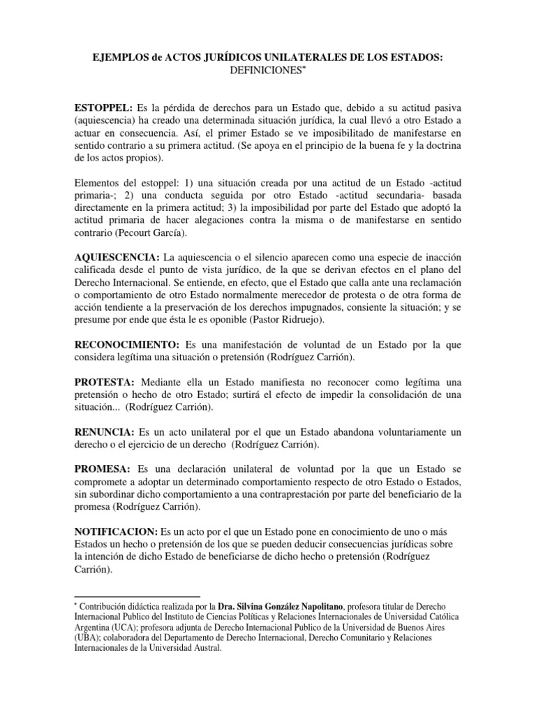 Actos Unilaterales Ejemplos | PDF | Exclusión | Justicia