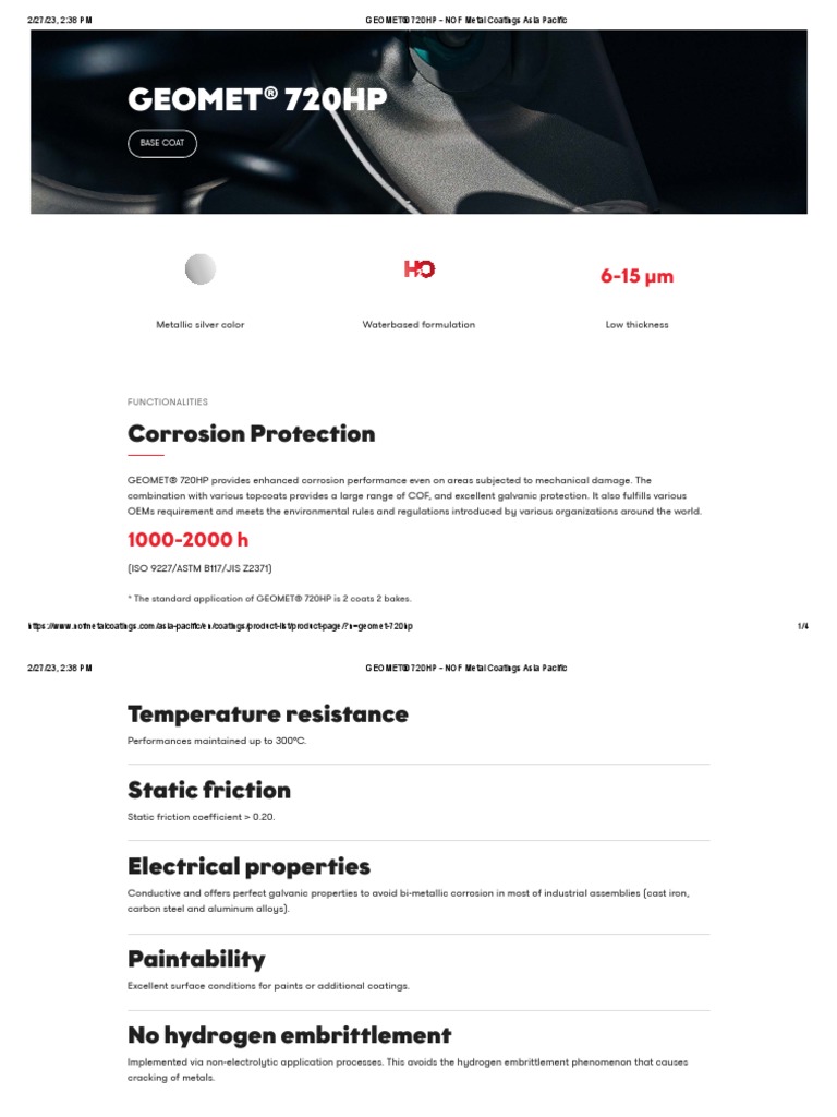 GEOMET® 720HP - NOF Metal Coatings Asia Pacific | PDF | Corrosion | Metals