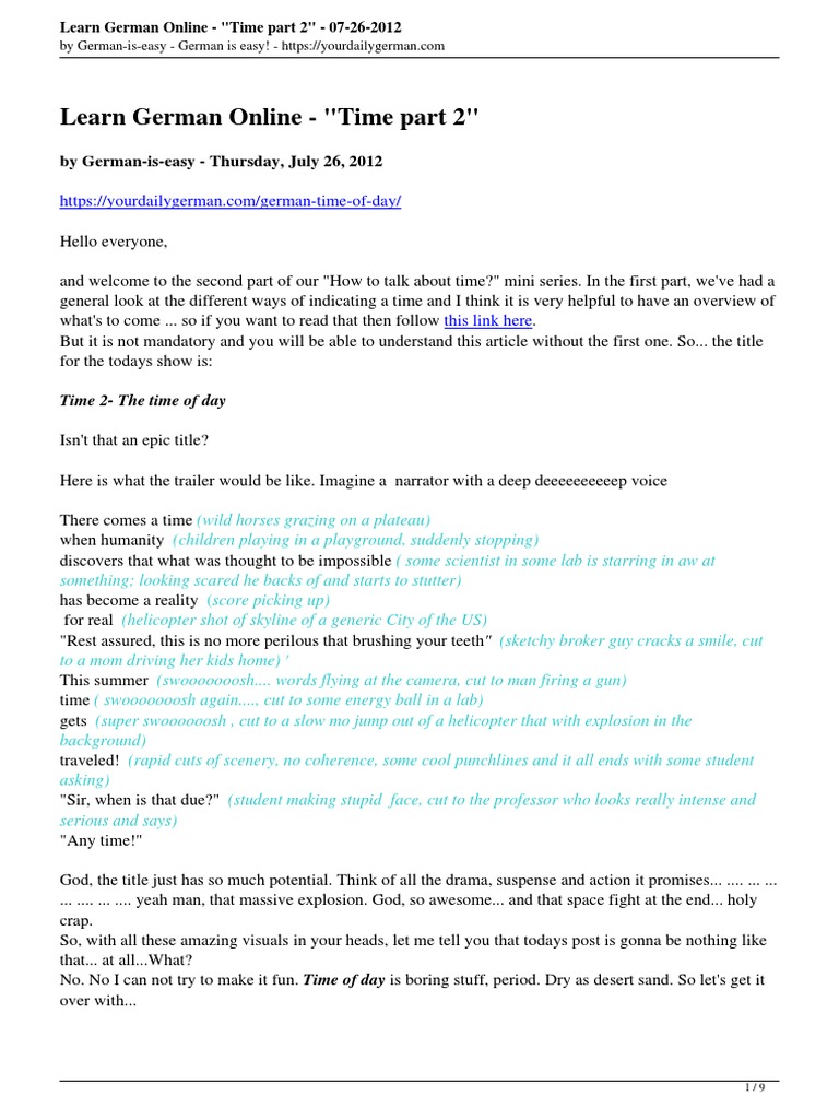 German Time of Day | PDF
